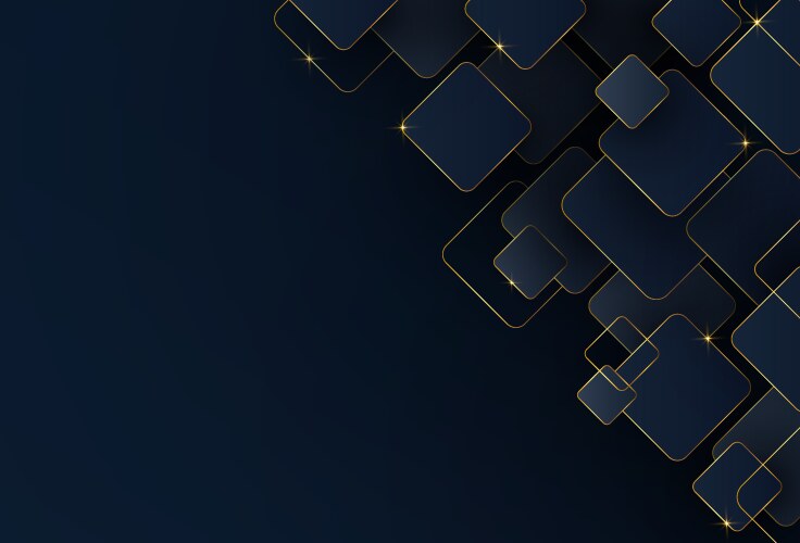 Abstract dark blue and gold square shape Vector Image