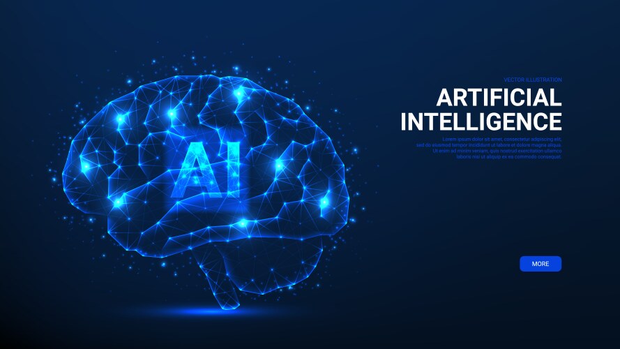 Futuristic banner with ai brain Royalty Free Vector Image