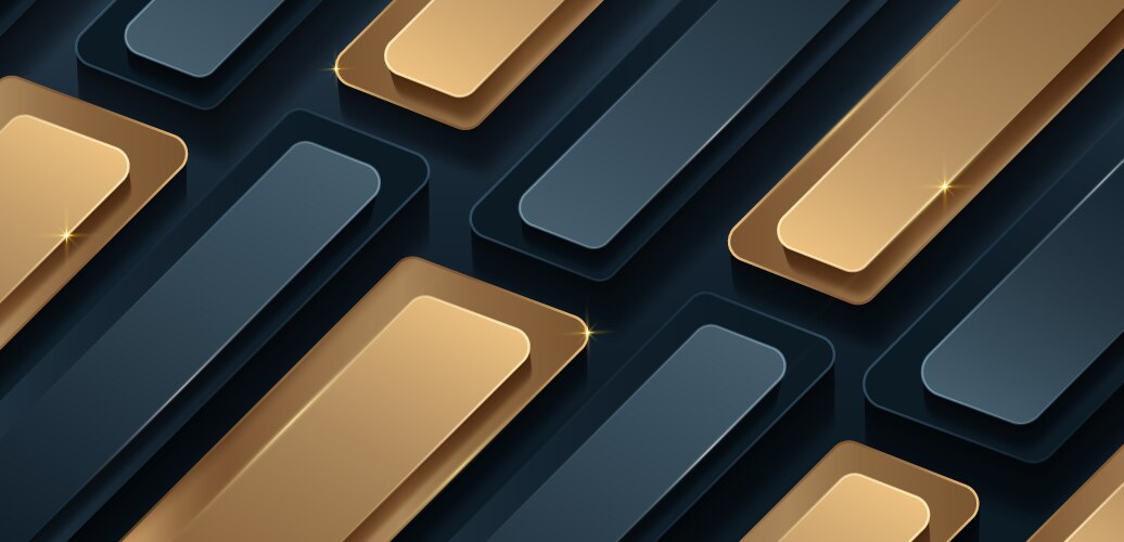 Luxury dark blue and gold abstract dimension Vector Image