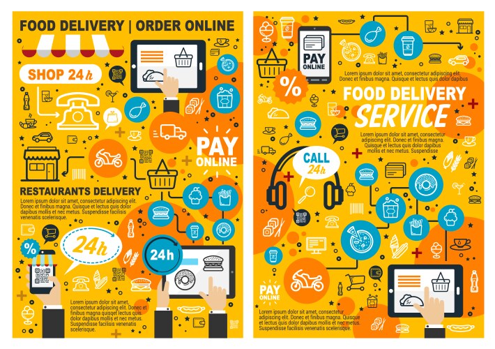 Fast food online order infographics Royalty Free Vector