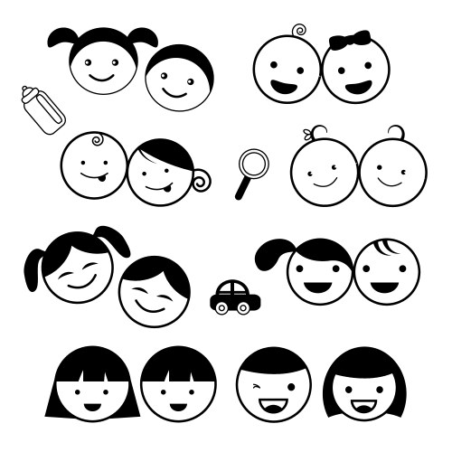 Smiley faces icons set Royalty Free Vector Image