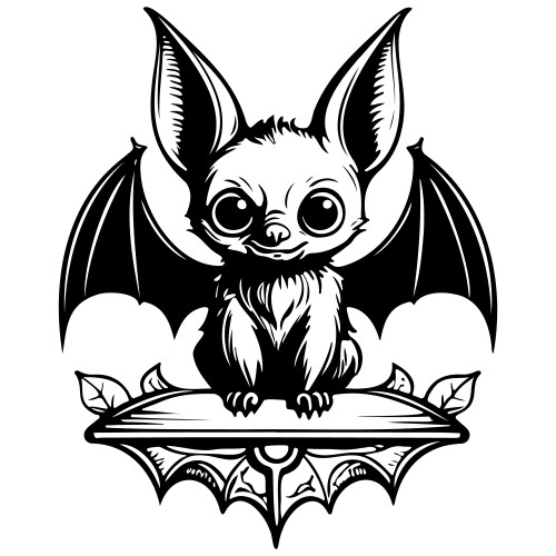 Black bat drawing realistic hand line art Vector Image