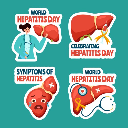 Hepatitis day horizontal banner flat cartoon hand Vector Image