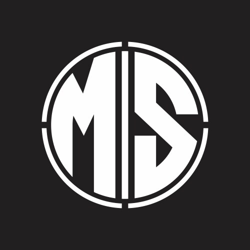 Ms logo monogram with circle and four taper shape Vector Image