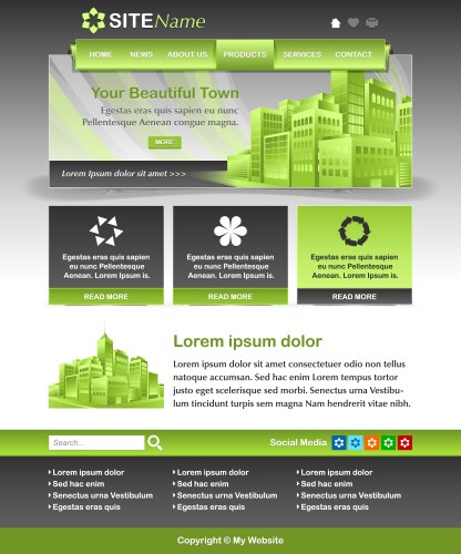 Website design template with green tree Royalty Free Vector