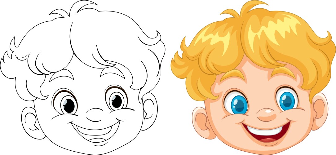 Black and white sketch transforms into colored Vector Image