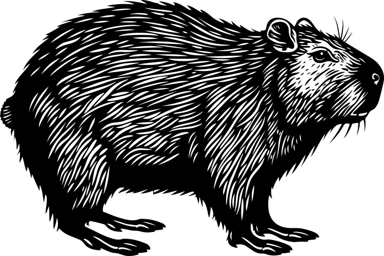 Capybara black and white wildlife animals Vector Image