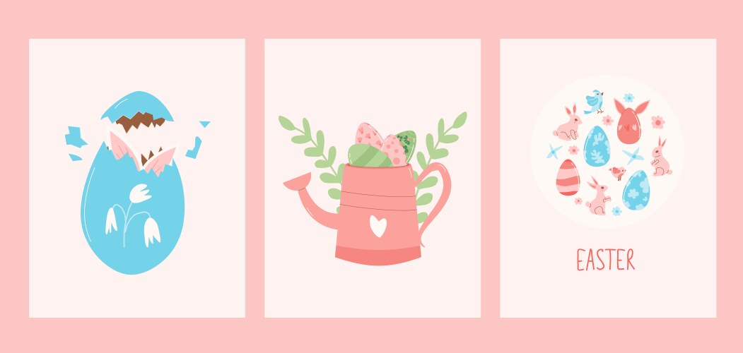 Easter posters template with decoration and text Vector Image