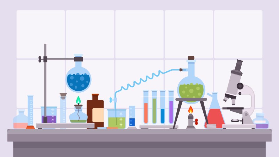 Researcher experiment in laboratory Royalty Free Vector