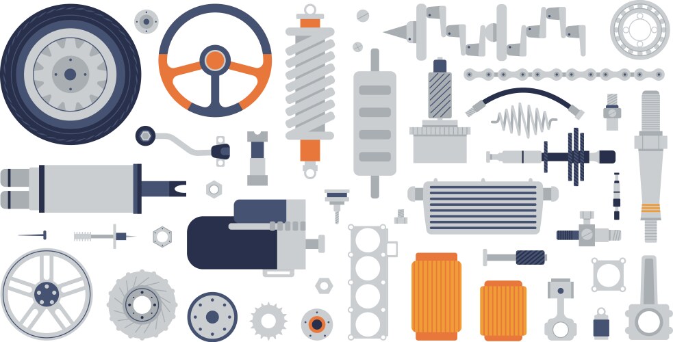 Machine parts different mechanism Royalty Free Vector Image