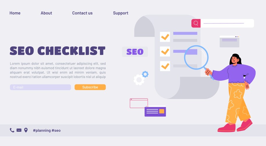 Seo checklist - complete task lists for website Vector Image
