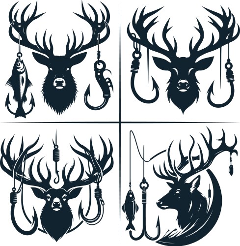 Deer hunting and fishing hook Royalty Free Vector Image