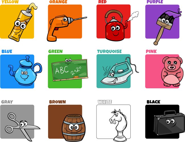 Basic colors educational page with animals Vector Image