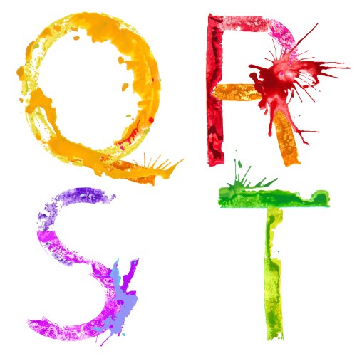 Color paint splashes gradient font Royalty Free Vector Image