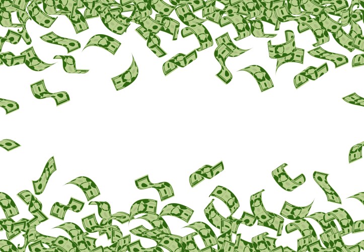 Many dollars currency falling down Royalty Free Vector Image
