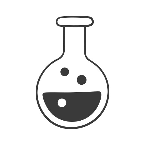 Erlenmeyer flask icon with doodle style Royalty Free Vector