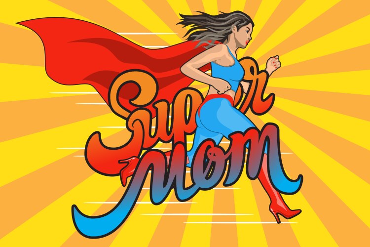 Super mom 2 daughters Royalty Free Vector Image