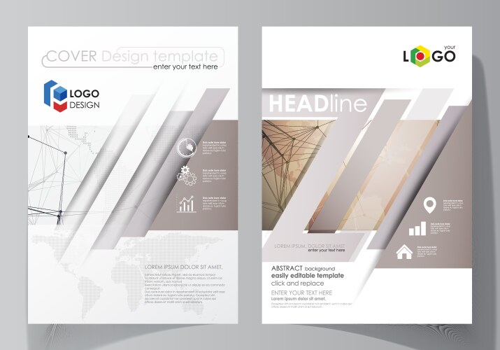 Blue modern blank brochure layout design therapy Vector Image