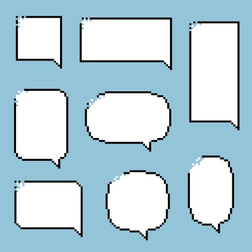 Set of game 8 bit text box pixel speech bubble Vector Image