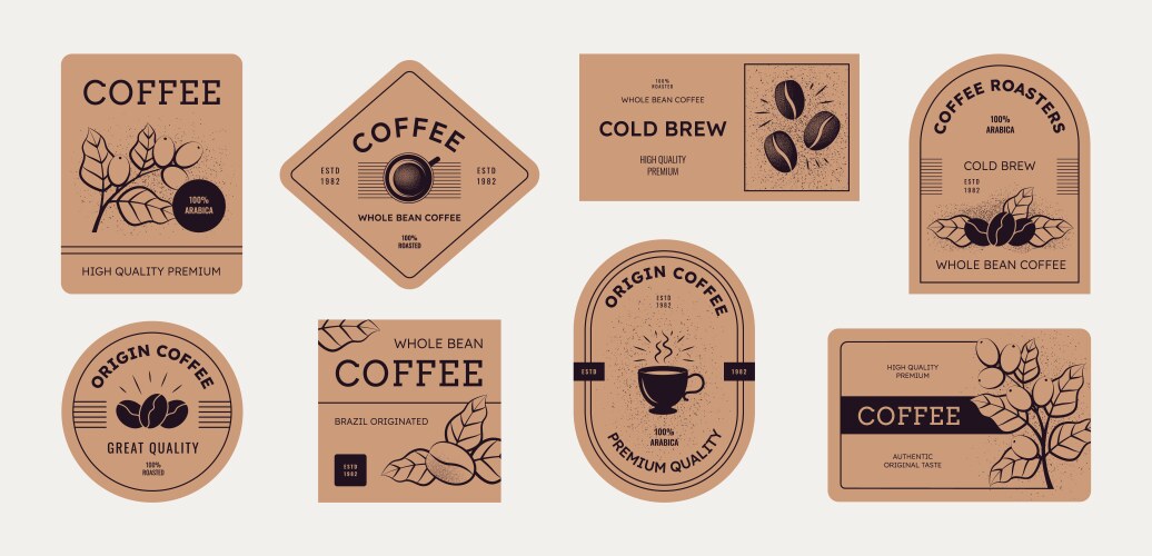 Coffee logo cafe stamp hot beverage label Vector Image