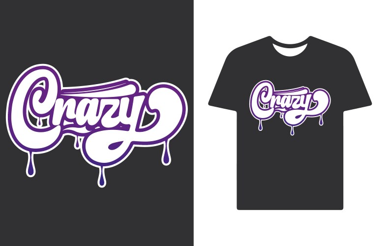 Crazy text lettering graffiti typography art Vector Image