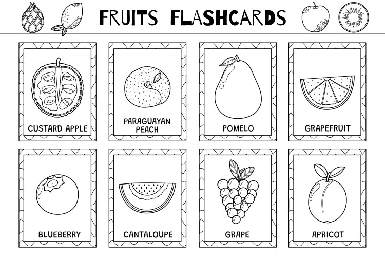 Spring flashcards black and white collection Vector Image
