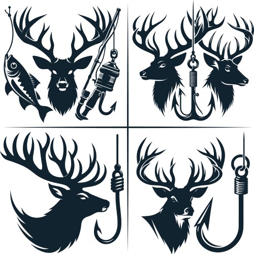 Deer hunting and fishing hook Royalty Free Vector Image