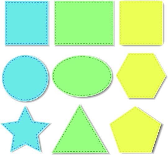 Geometric shapes with labels set 12 basic Vector Image