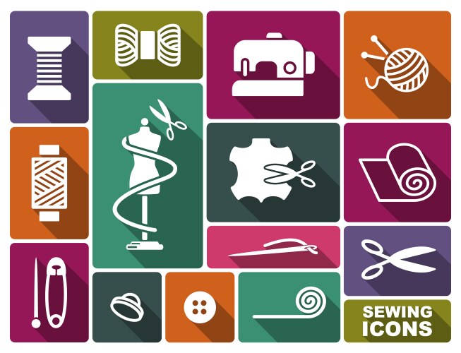 Sewing tools kit icons Royalty Free Vector Image