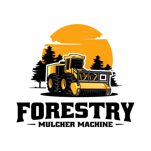 Mulcher forestry mulching machine logo Royalty Free Vector