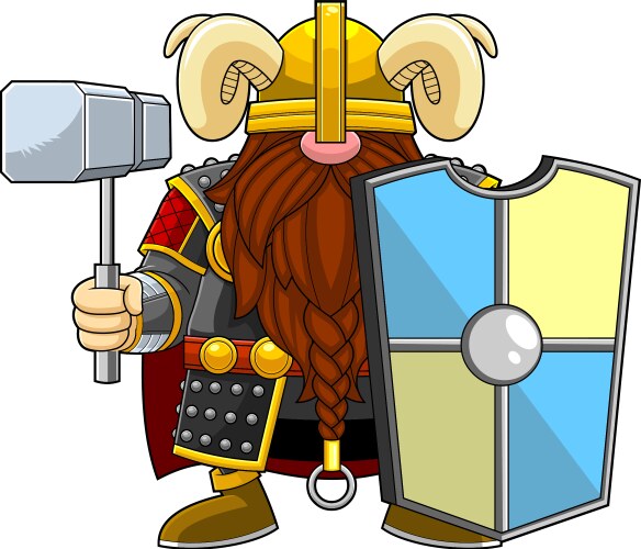 Outlined gnome viking warrior cartoon character Vector Image