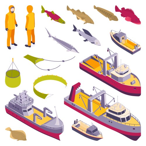 Commercial fishing trawler for fishery industrial Vector Image