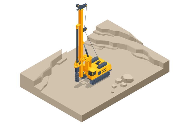 Pile drilling machine isometric blueprints Vector Image