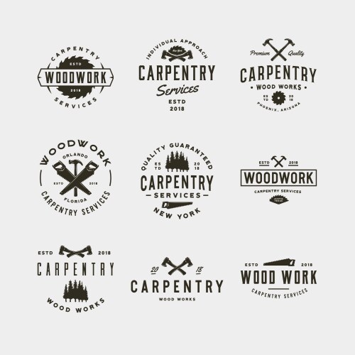 Set of vintage carpentry design elements Vector Image