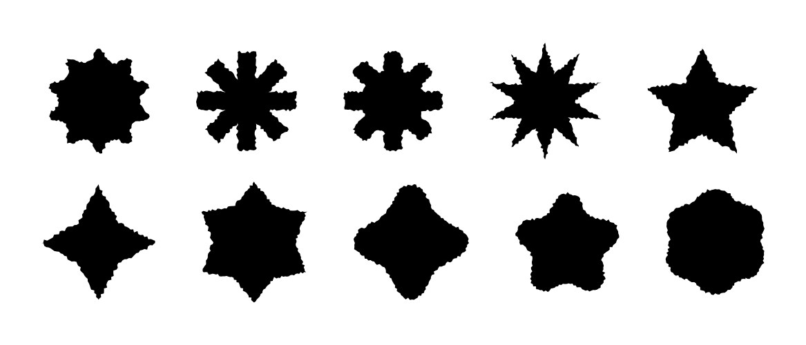 Basic shapes with a rough ragged edge Royalty Free Vector