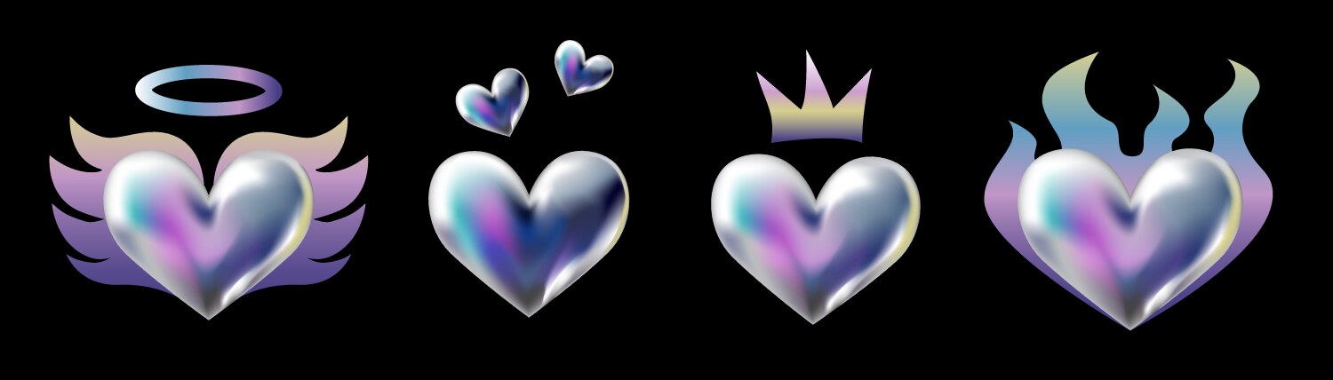 3d holographic retro 90 stickers set Royalty Free Vector