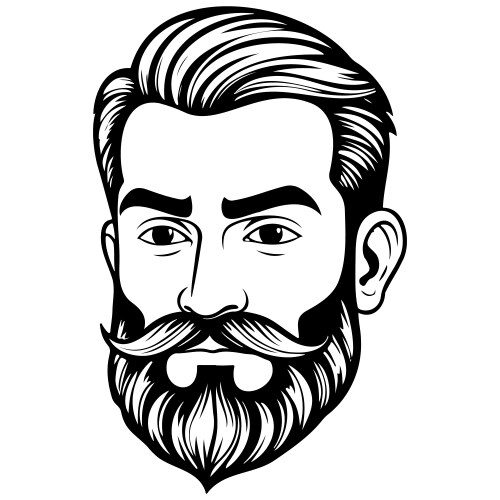 Black beard of hand drawn line transparent Vector Image