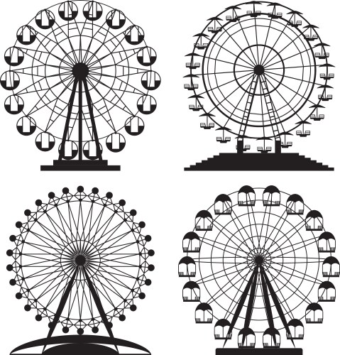 Collection of park ferris wheel icons Royalty Free Vector