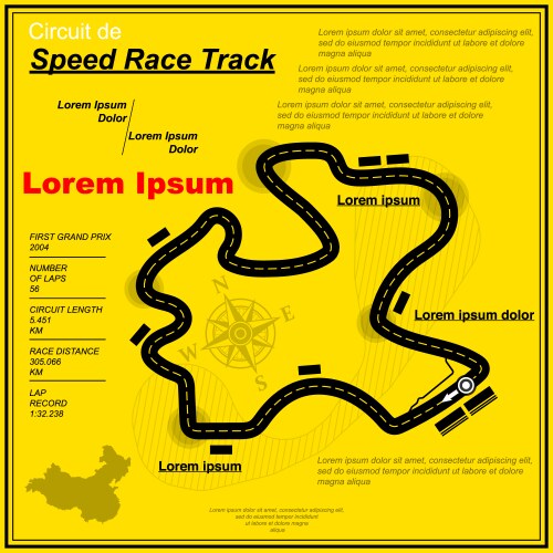 Four yellow race circuit background Royalty Free Vector