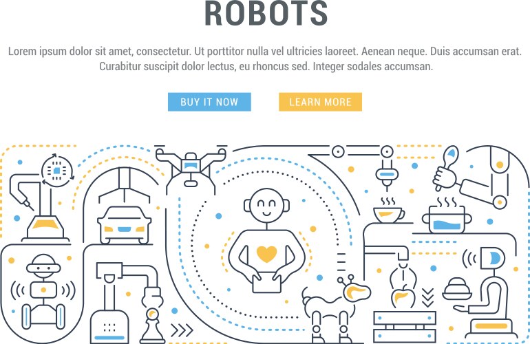 Linear banner robots Royalty Free Vector Image