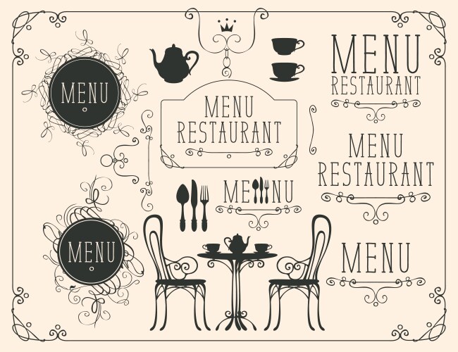 Set of drawings on the theme restaurant menu Vector Image