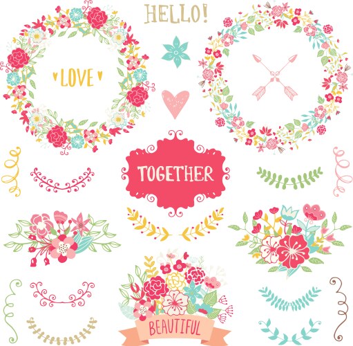 Wedding flower set Royalty Free Vector Image - VectorStock