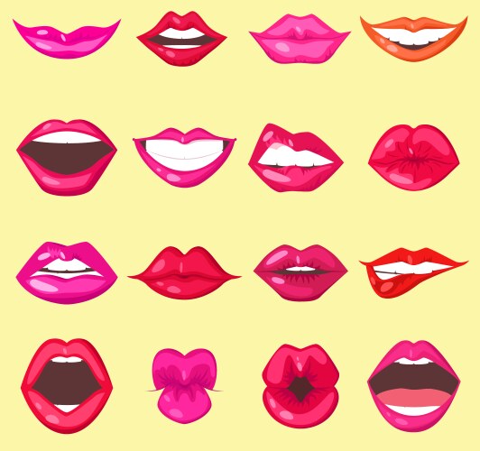 Expressive cartoon articulation mouth lips lip Vector Image
