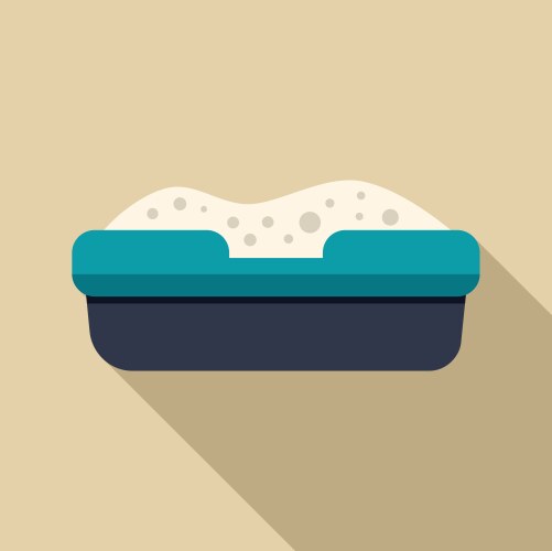 Blue litter box filled with clumping cat Vector Image