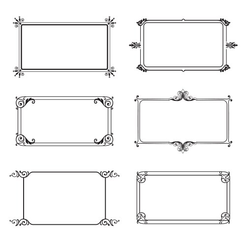 Collection of simple square frame with elements Vector Image