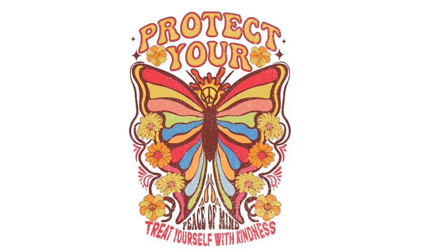 Spring flower rainbow butterfly artwork Royalty Free Vector