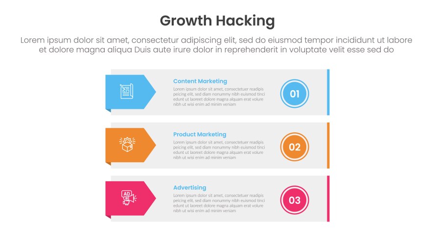 Growth hacking infographic 3 point with 3d box Vector Image