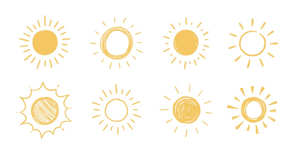 Sun sketch pattern Royalty Free Vector Image - VectorStock