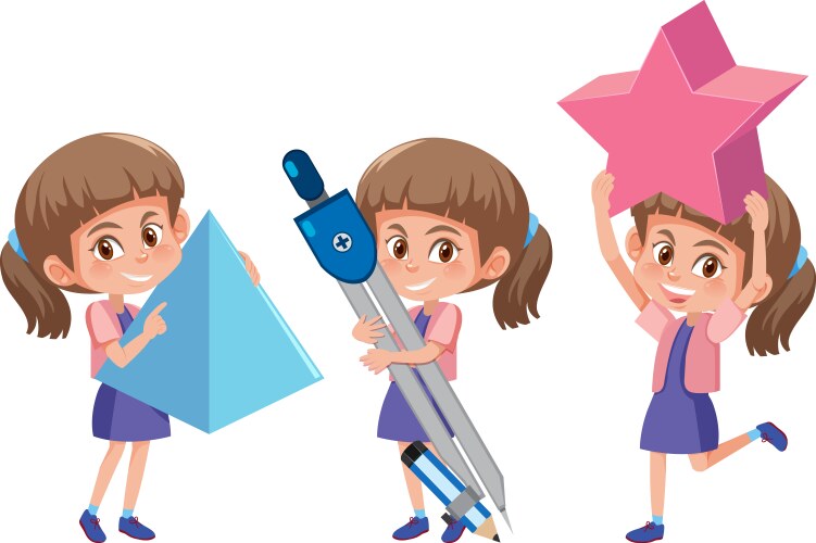 Set of children learning math Royalty Free Vector Image