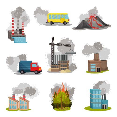Causes of Air Pollution Vector Images (over 230)